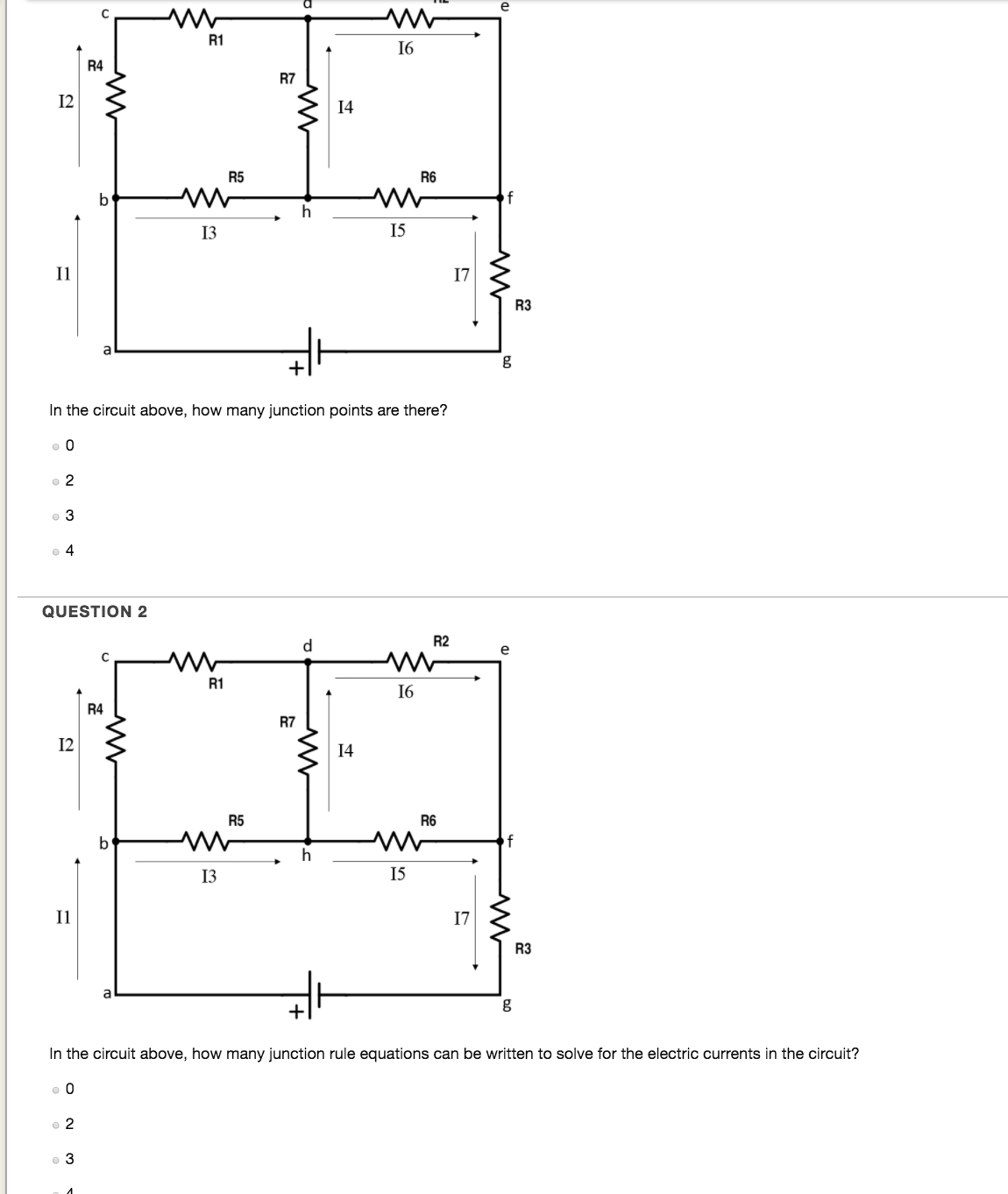 Solved In the circuit above, how many junction points are | Chegg.com