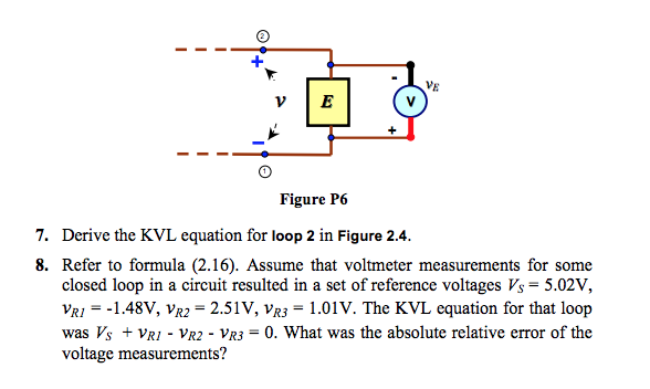 Solved VE V E 0 Figure P6 7. Derive the KVL equation for | Chegg.com