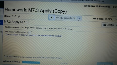 Solved Find the measure of an angle whose complement is | Chegg.com