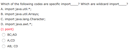Solved Which of the following codes are specific import? | Chegg.com
