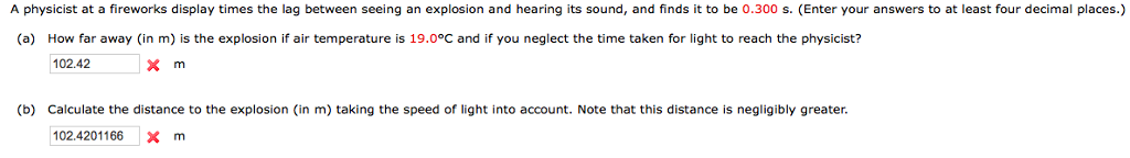 Solved A physicist at a fireworks display times the lag | Chegg.com