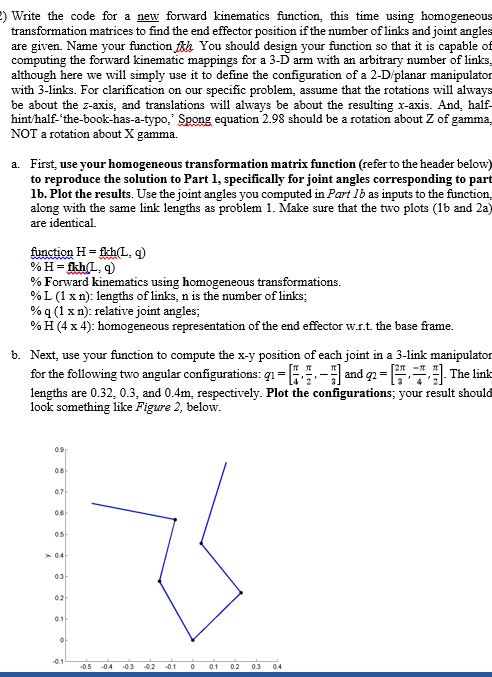 ) Write the code for a new forward kinematics | Chegg.com