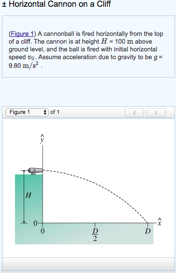 Solved ± Horizontal Cannon on a Cliff Eigure 1) A cannonball | Chegg.com