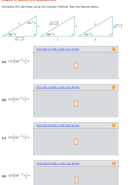 Solved Complete the identities using the triangle method. | Chegg.com