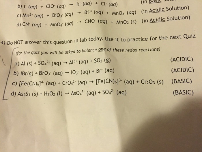Solved I (aq)+ClO(aq) right arrow I_3 (aq)_Cl (aq) | Chegg.com