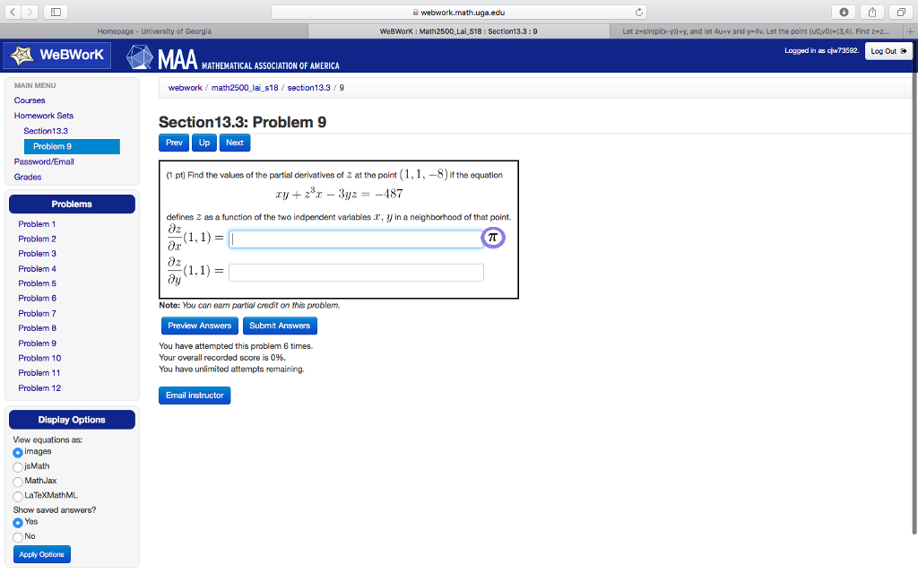 Solved webwork.math.uga.edu Homepage - University of Georgia | Chegg.com