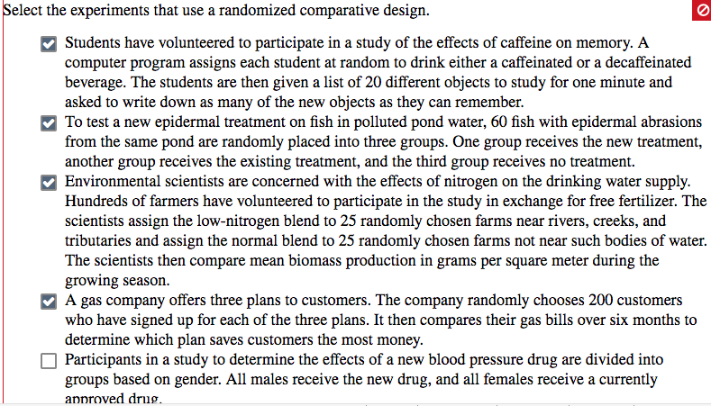 elect the experiments that use a randomized | Chegg.com
