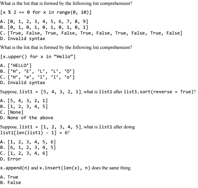 Solved What is the list that is formed by the following list | Chegg.com
