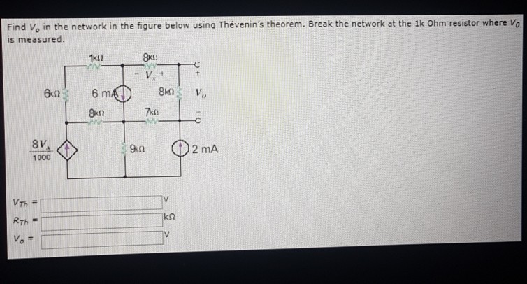 Solved Find Vo in the network in the figure below using | Chegg.com