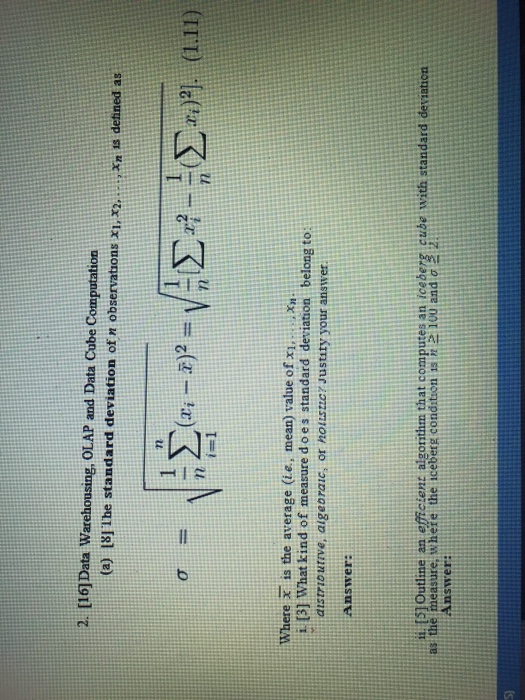 Solved Data Warehousing, OLAP and Data Cube Computation The | Chegg.com