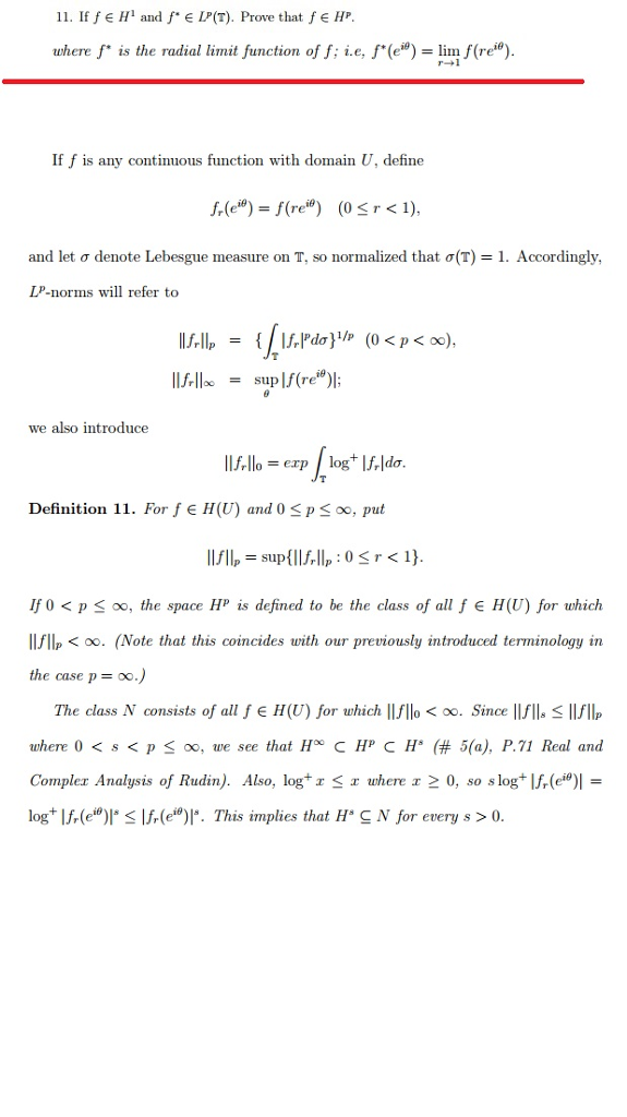 Solved This problem is about "H^P spaces". I've dedicated | Chegg.com