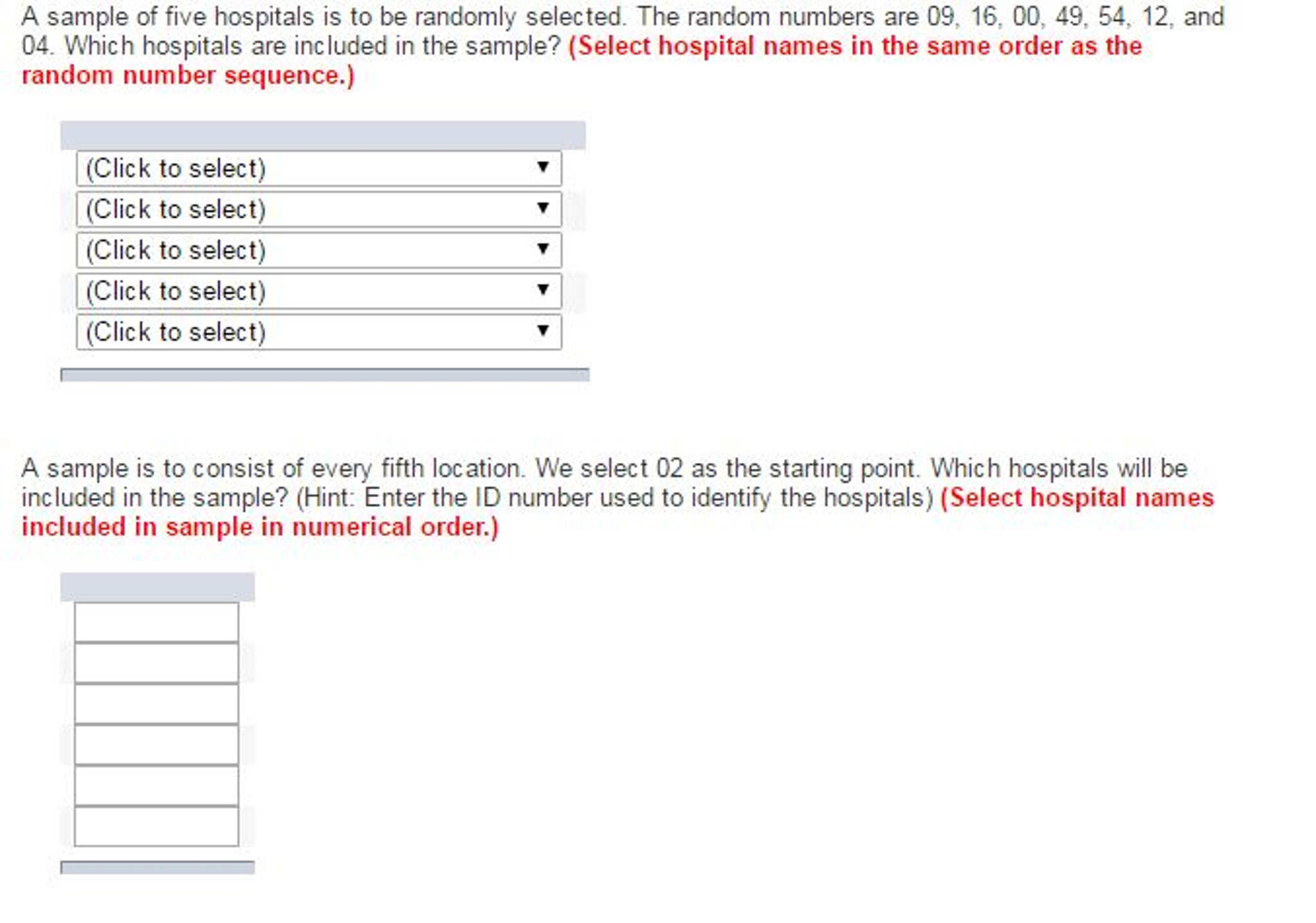 Solved The following is a list of 29 hospitals in the | Chegg.com