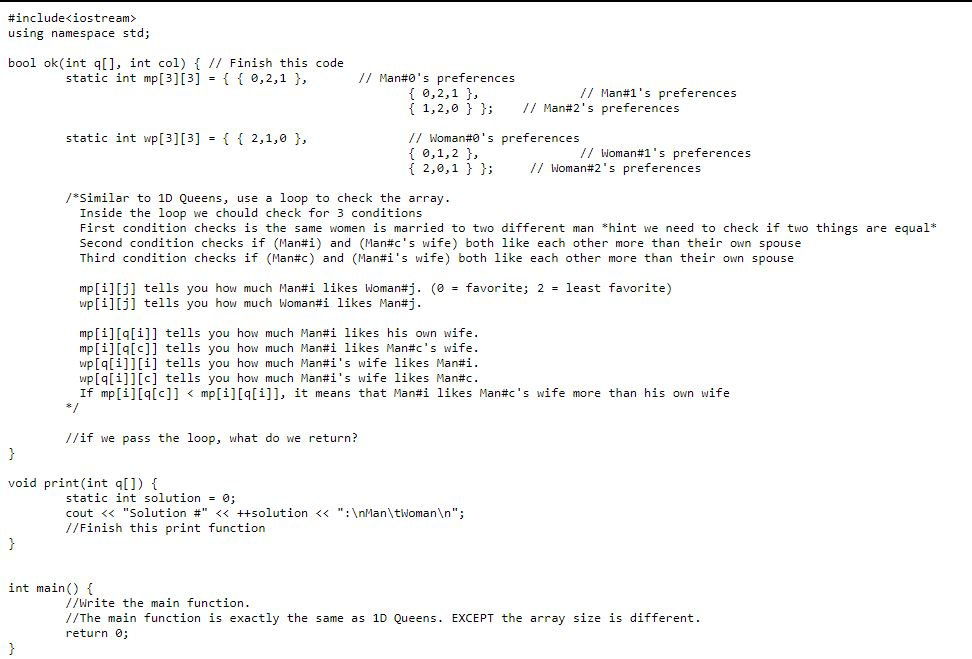 Solved Stable Marriage Using Backtracking The Problem: You | Chegg.com