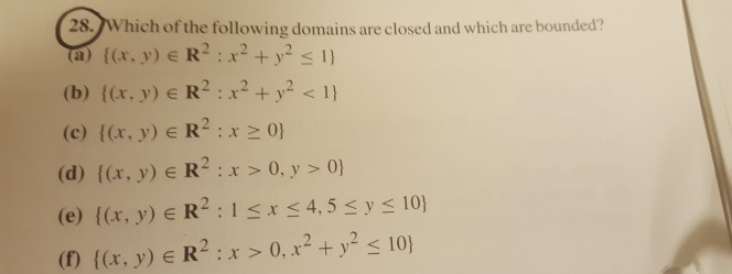 Solved 28. Which of the following domains are closed and | Chegg.com