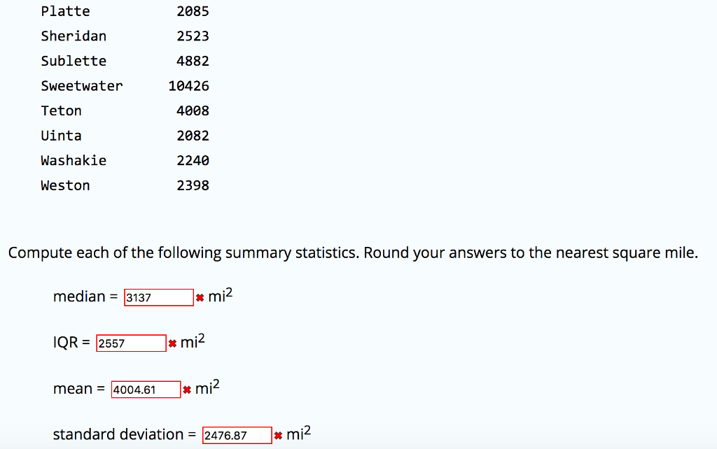 Solved The table below lists the areas (in square miles) of | Chegg.com