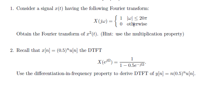 Solved 1. Consider a signal r(t) having the following | Chegg.com