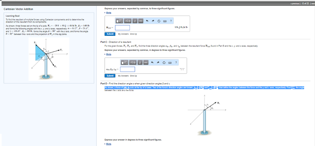 Solved a previous 12 of 22 net Cartesian Vector Addition | Chegg.com