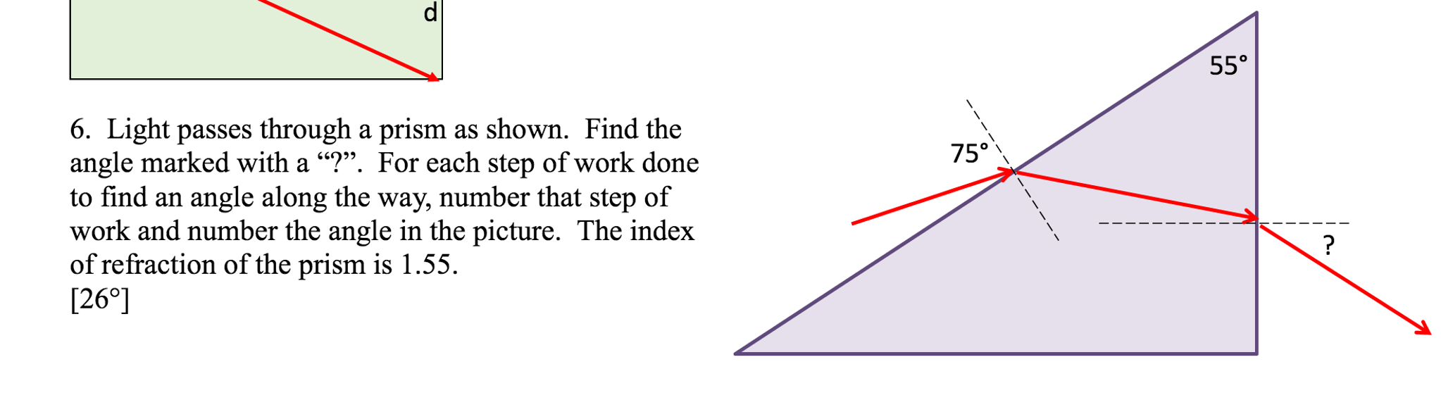 Solved Light passes through a prism as shown. Find the | Chegg.com
