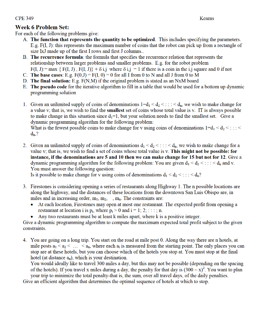 Solved For Each Of The Following Problems Give A The Chegg