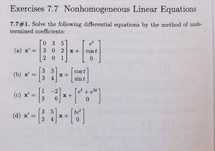 Exercises 7.7 Nonhomogeneous Linear Equations 7.7#1. | Chegg.com