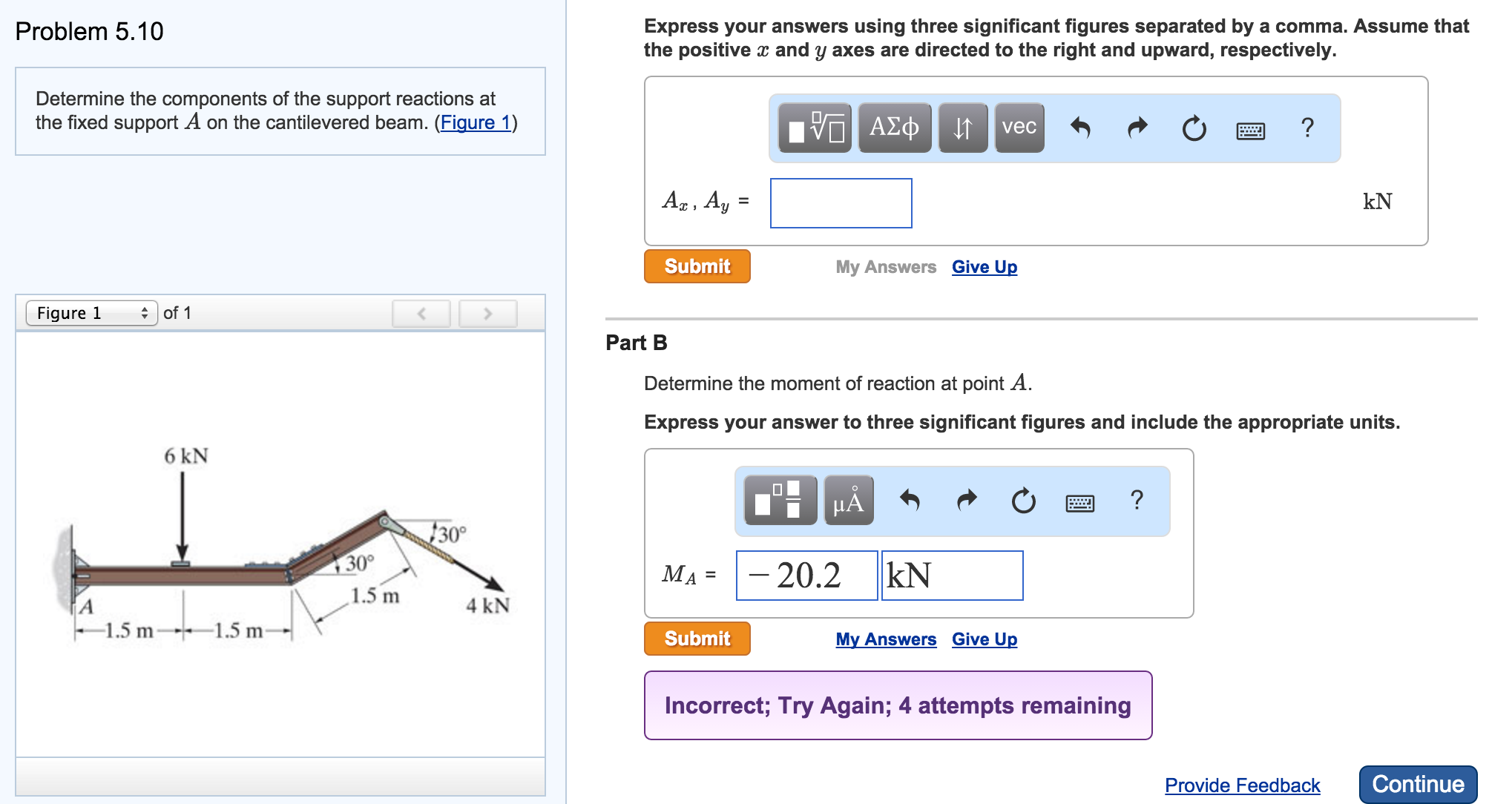 Solved Problem 5 10 Determine The Components Of The Support