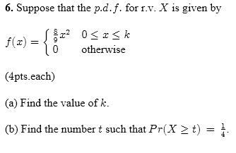 Solved Suppose that the p.d.f. for r.v.X is given by Find | Chegg.com