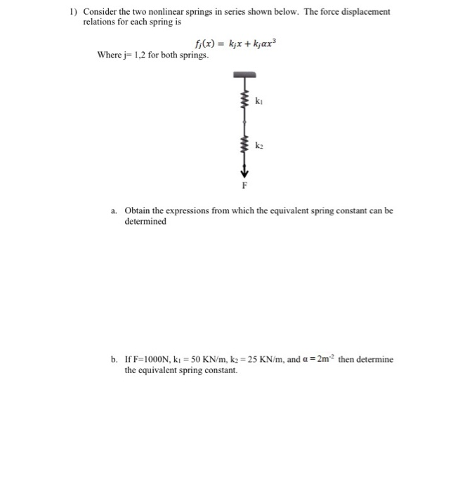 Solved Consider the two nonlinear springs in series shown | Chegg.com