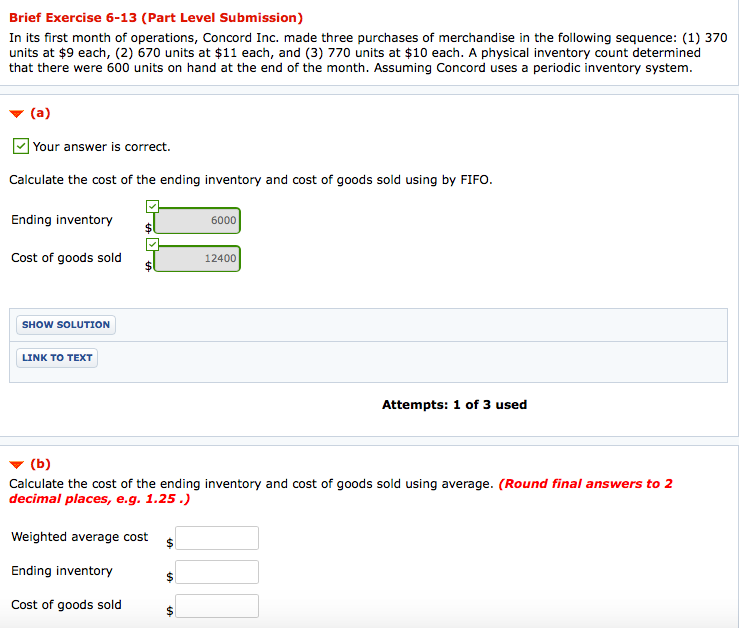 Solved Brief Exercise 6-13 (Part Level Submission) In its | Chegg.com