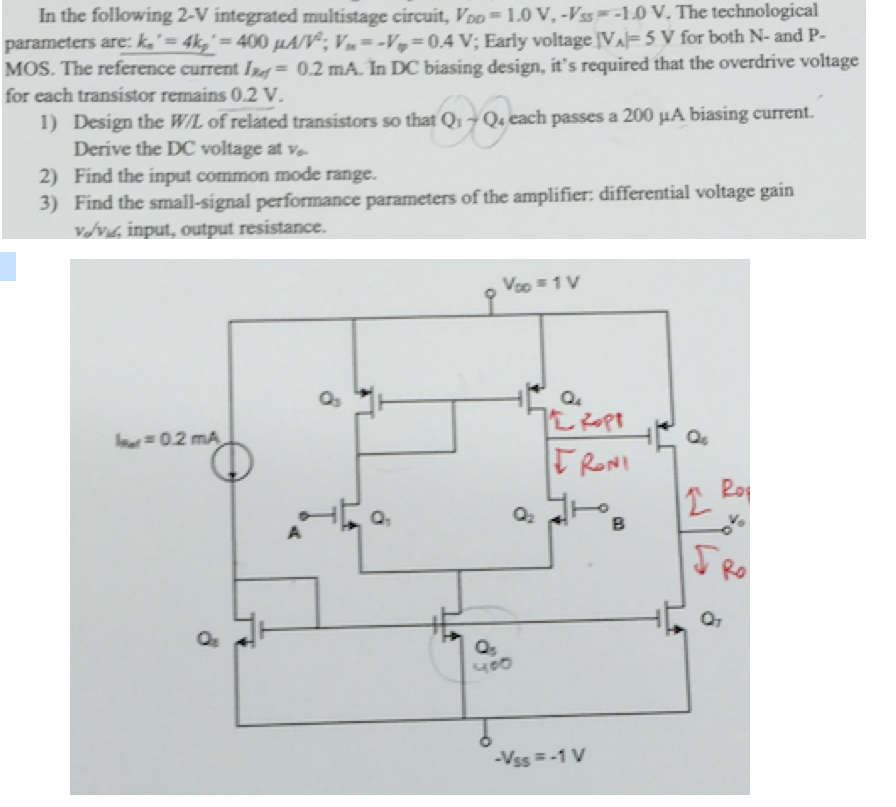 Solved In the following 2-V integrated multistage circuit, | Chegg.com