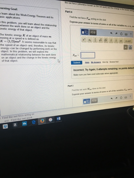Solved H) Find the net force Fnet acting on the sled.I) Find | Chegg.com