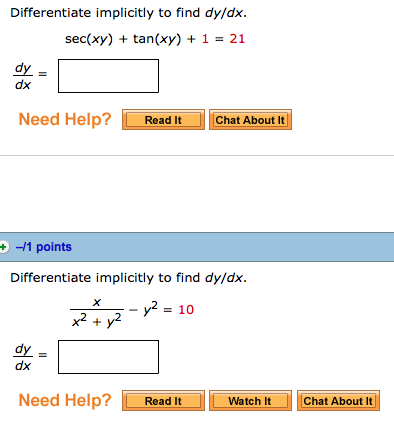 Solved Differentiate implicitly to find dy/dx. sec (xy) | Chegg.com
