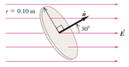 Solved A disk with a radius of 0.10 m is oriented with its | Chegg.com