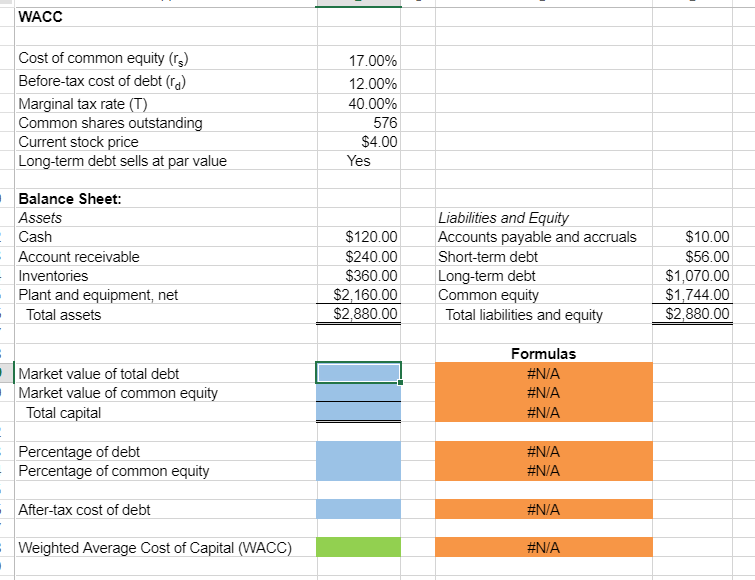 Solved #1 Excel Online Structured Activity: WACC The Paulson | Chegg.com
