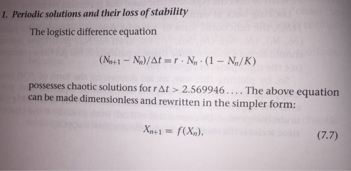 Solved 1. Periodic solutions and their loss of stability The | Chegg.com