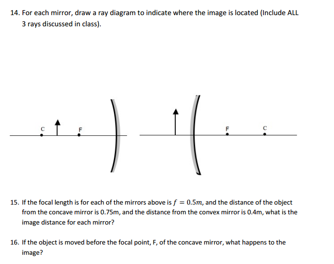 Solved For each mirror, draw a ray diagram to indicate where | Chegg.com