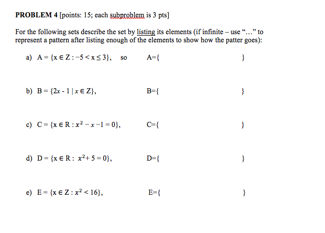 Solved PROBLEM 4 [points: 15; each subproblem is 3 pts] For | Chegg.com