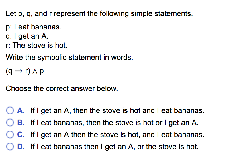 Solved Let p, q, and r represent the following simple | Chegg.com