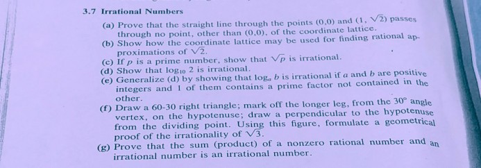 Solved 3.7 Irrational Numbers (a) Prove that the straight | Chegg.com