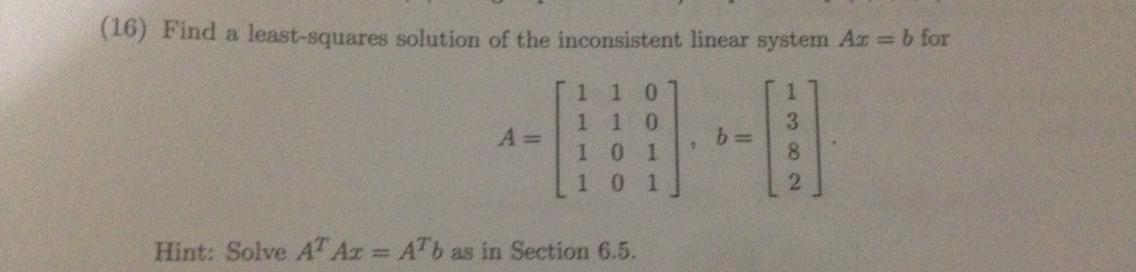 Solved Find a least-squares solution of the inconsistent | Chegg.com