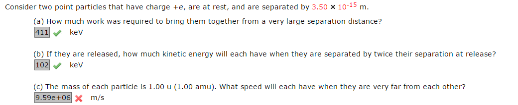 Solved Consider two point particles that have charge +e, are | Chegg.com