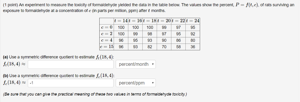Solved An experiment to measure the toxicity of formaldehyde | Chegg.com