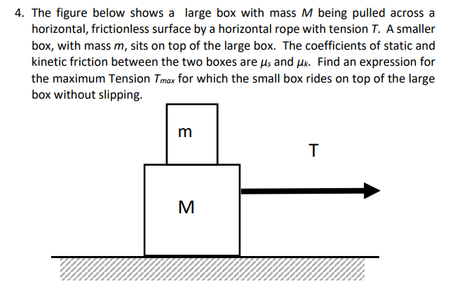 Solved 4. The figure below shows a large box with mass M | Chegg.com
