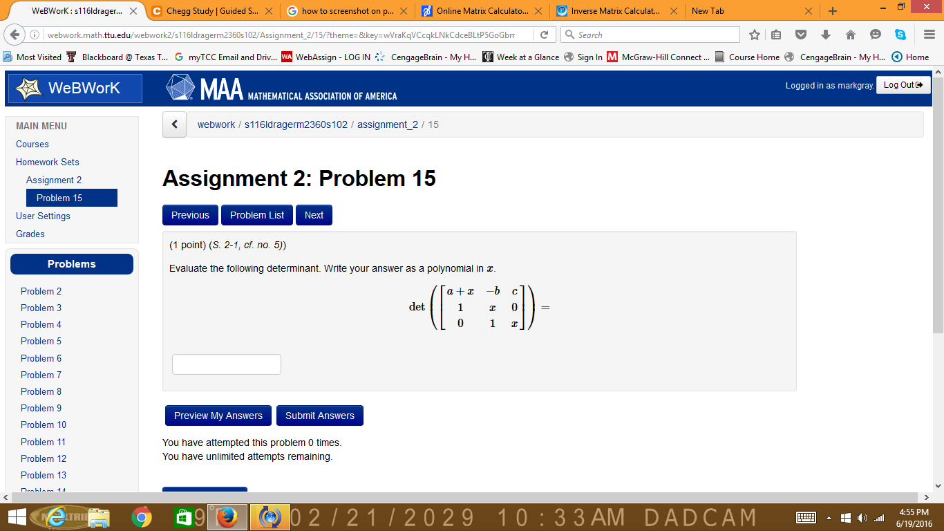 Solved Evaluate the following determinant. Write your answer | Chegg.com