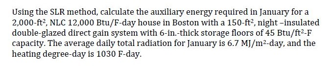 Using the SLR method, calculate the auxiliary energy | Chegg.com