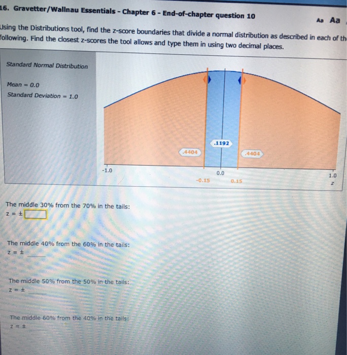 Solved Using the Distributions tool, find the z-score | Chegg.com