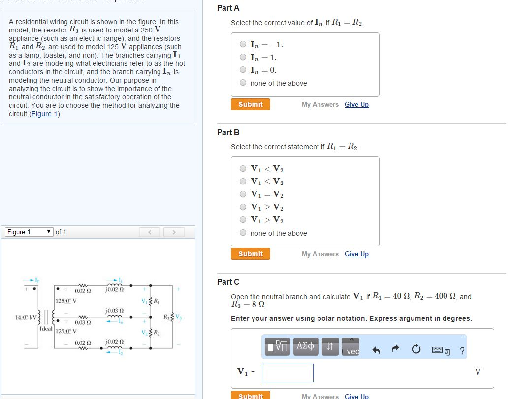 Solved Part A Select the correct value of In if R1 R2 A | Chegg.com
