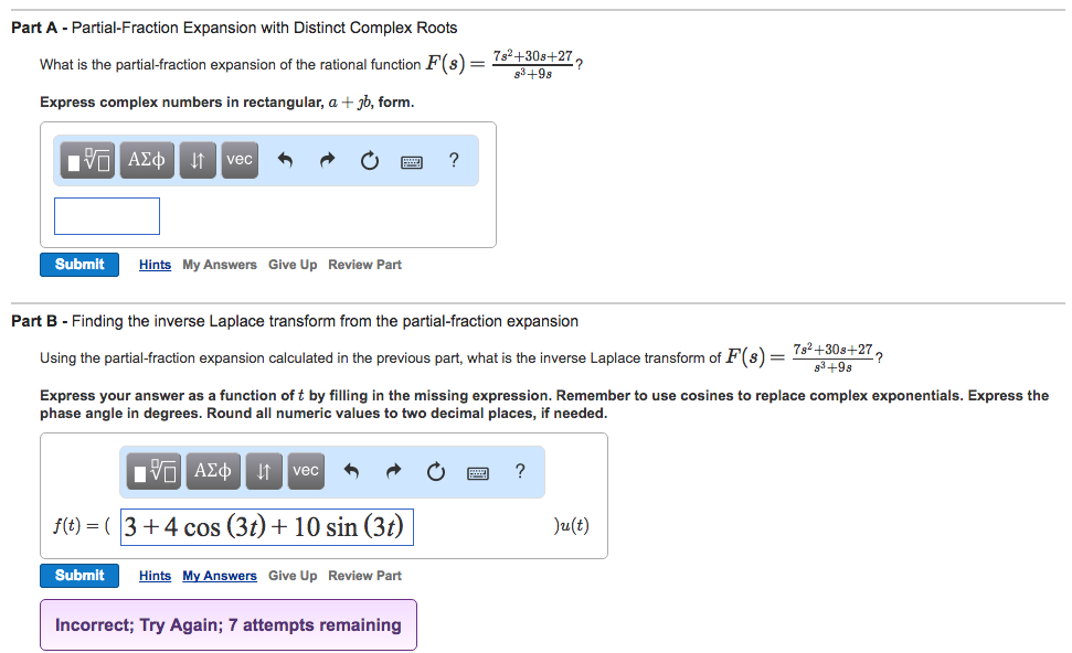 Solved Part A Partial-Fraction Expansion with Distinct | Chegg.com