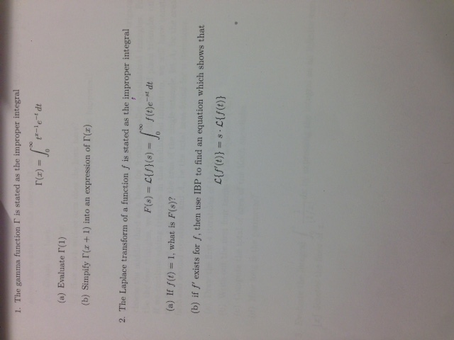 Solved The gamma function Gamma is stated as the improper | Chegg.com