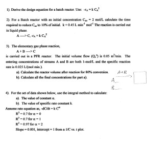 Solved i) Derive the design equation for batch reactor Use: | Chegg.com