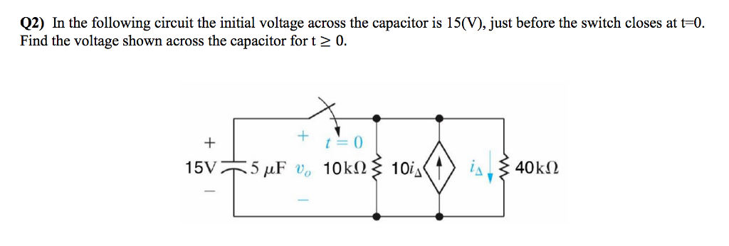 Solved In the following circuit the initial voltage across | Chegg.com